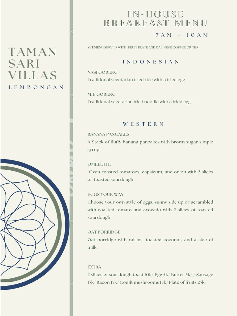 menu bf | PDF | Drink | Pancake