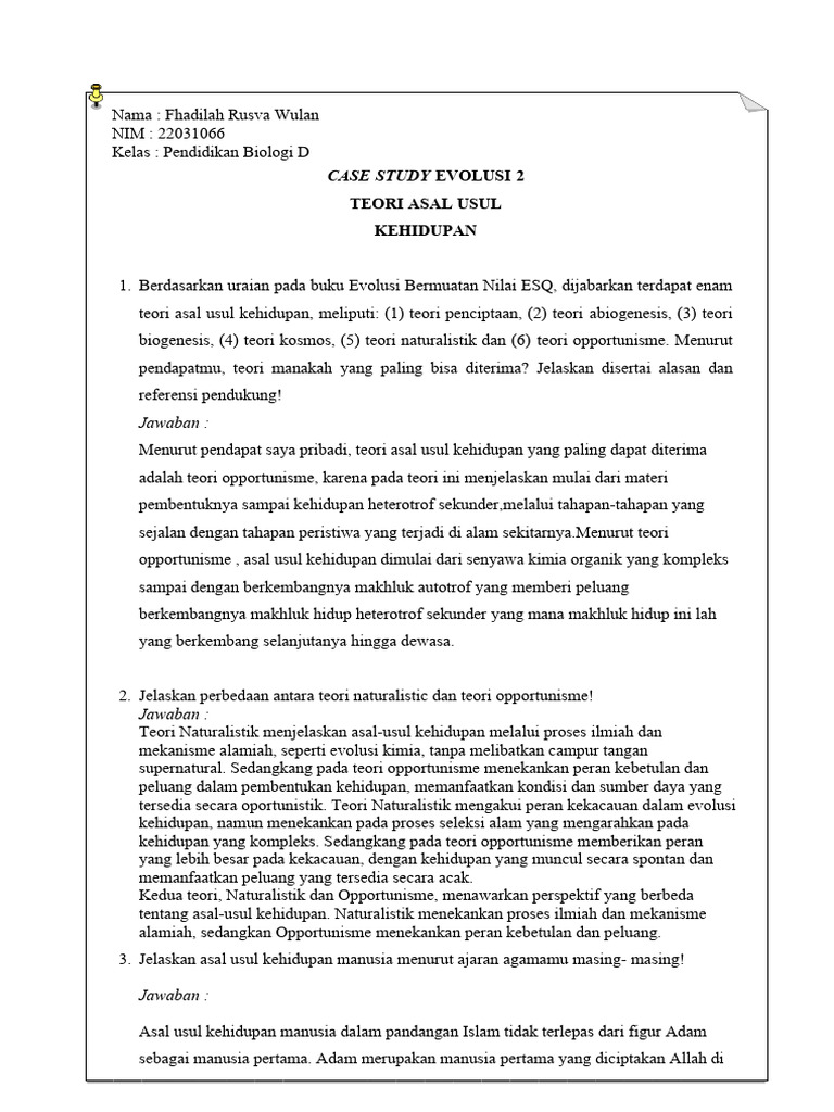 Case Study Evolusi 2 | PDF | Filsafat