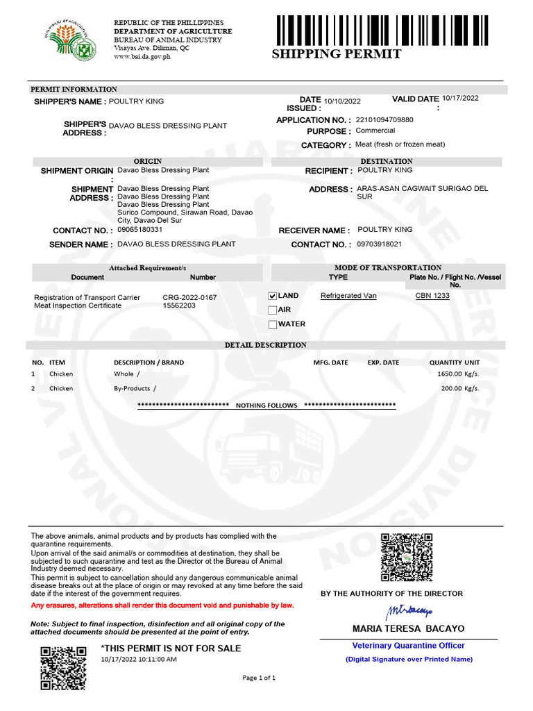 Shipping Permit | PDF