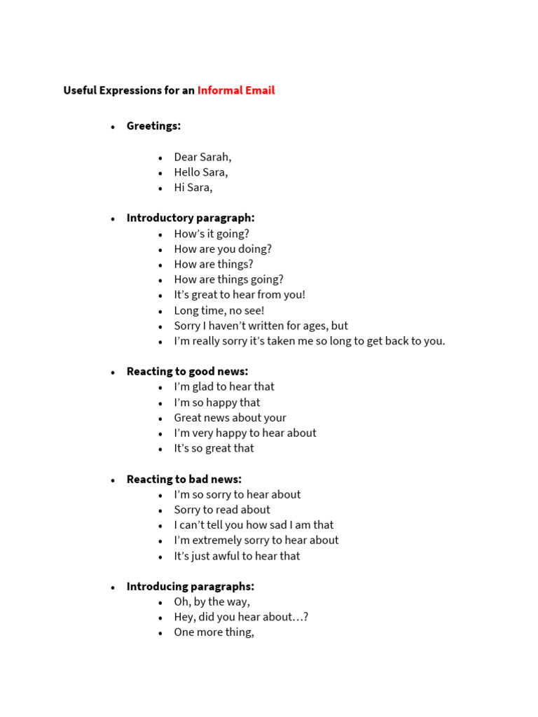 Informal Email Expressions | PDF