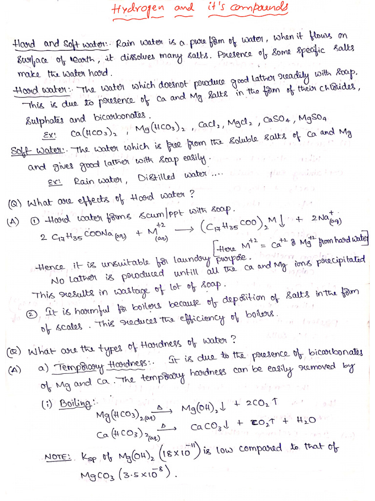 Hydrogen and It's Compounds | PDF