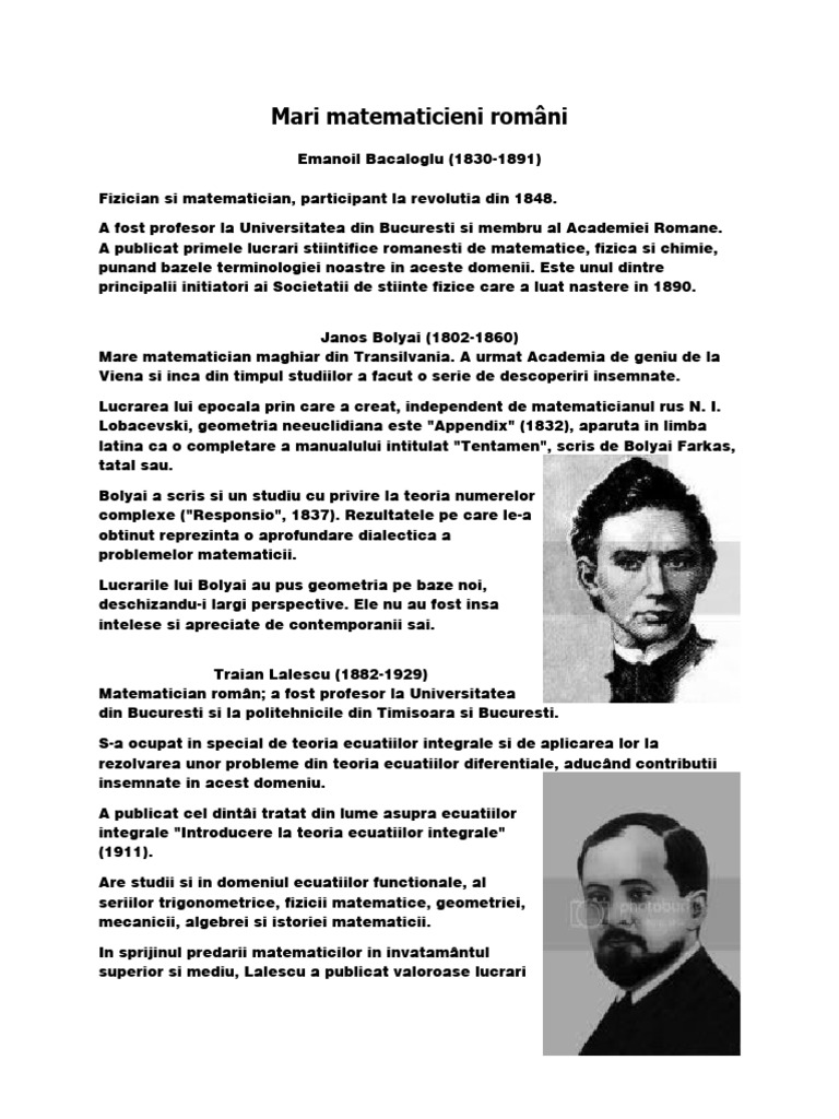 Mari Matematicieni Romani | PDF