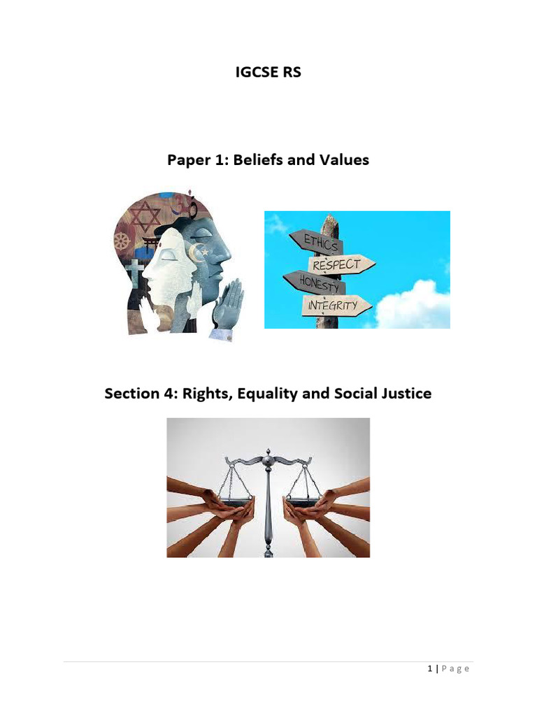 IGCSE RS Beliefs and Values Section 4 Rights, Equality and Social ...