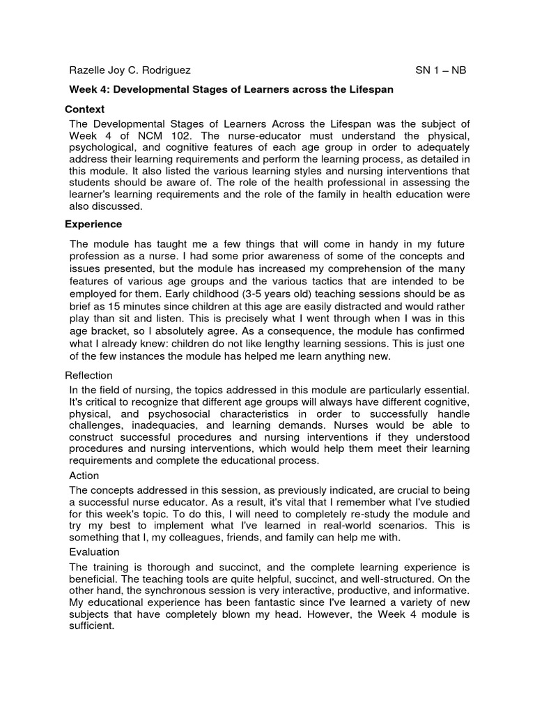 Developmental-Stages RODRIGUEZ | PDF | Learning | Developmental Psychology