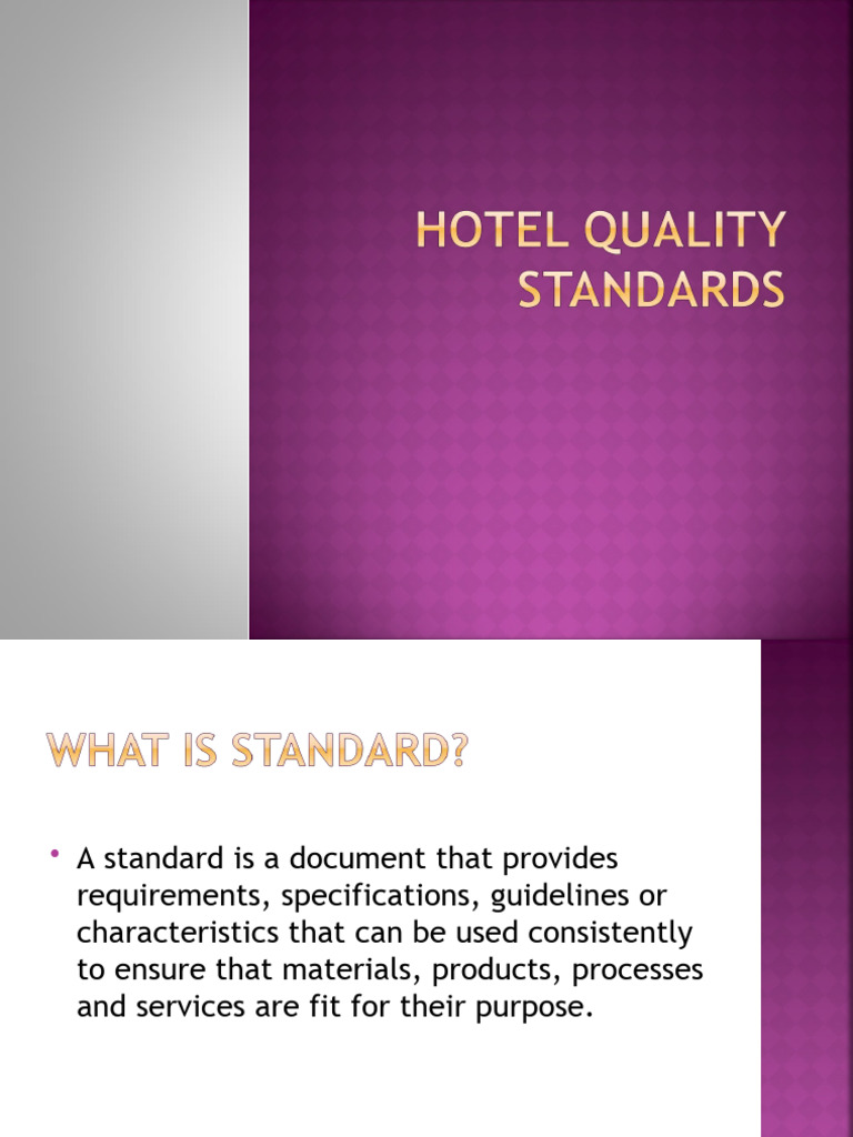 Hotel quality standards | PDF | Bathroom | Restaurants