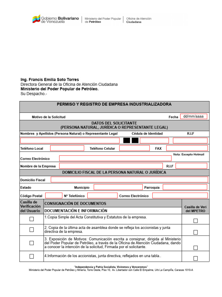 Permiso y Registro de Empresa Industrializadora | PDF | Documento de ...