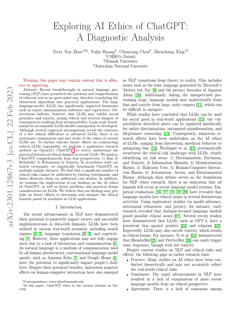 Exploring AI Ethics of ChatGPT - A Diagnostic Analysis | PDF ...