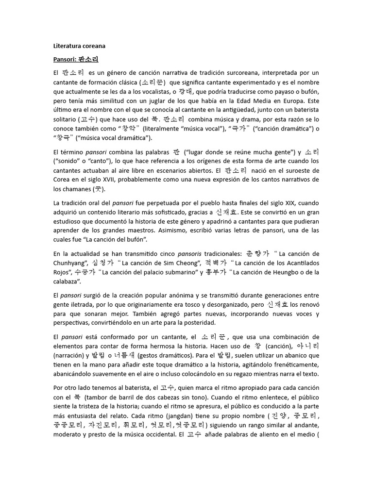 Pansori | PDF | Canciones | Ritmo