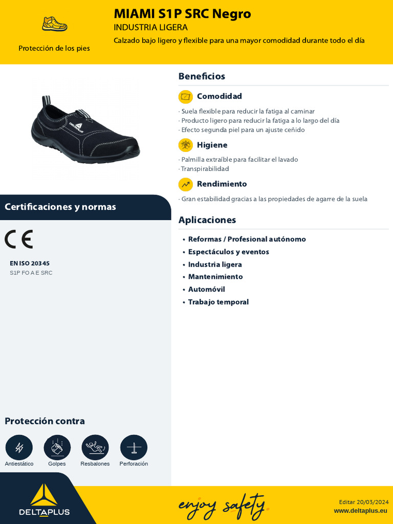 MIAMI S1P SRC NOIR Technical-Sheet ES | PDF | Sector secundario de la ...