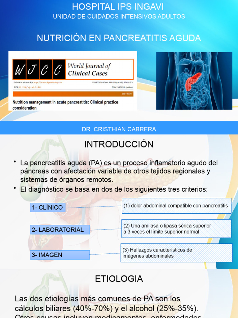 Nutrición en Pancreatitis Aguda | PDF | Septicemia | Inflamación