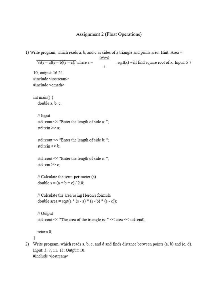 Kanhaiyabishnoi Assignement2 C++ | PDF | Area | Elementary Mathematics