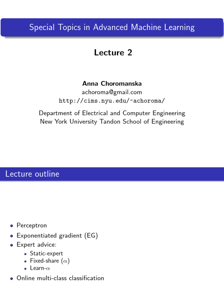 Lecture 2 | PDF | Machine Learning | Statistical Classification