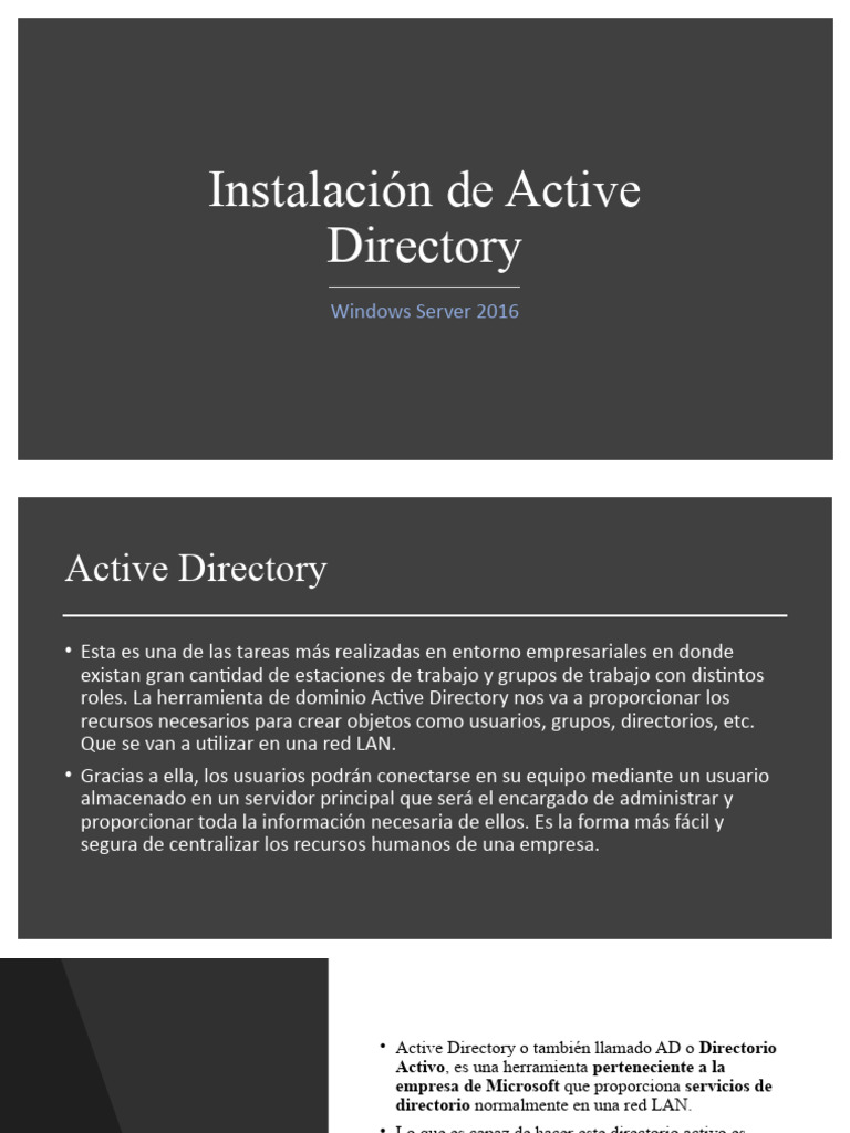 Instalación de Active Directory | PDF | Directorio Activo | Ingeniería ...