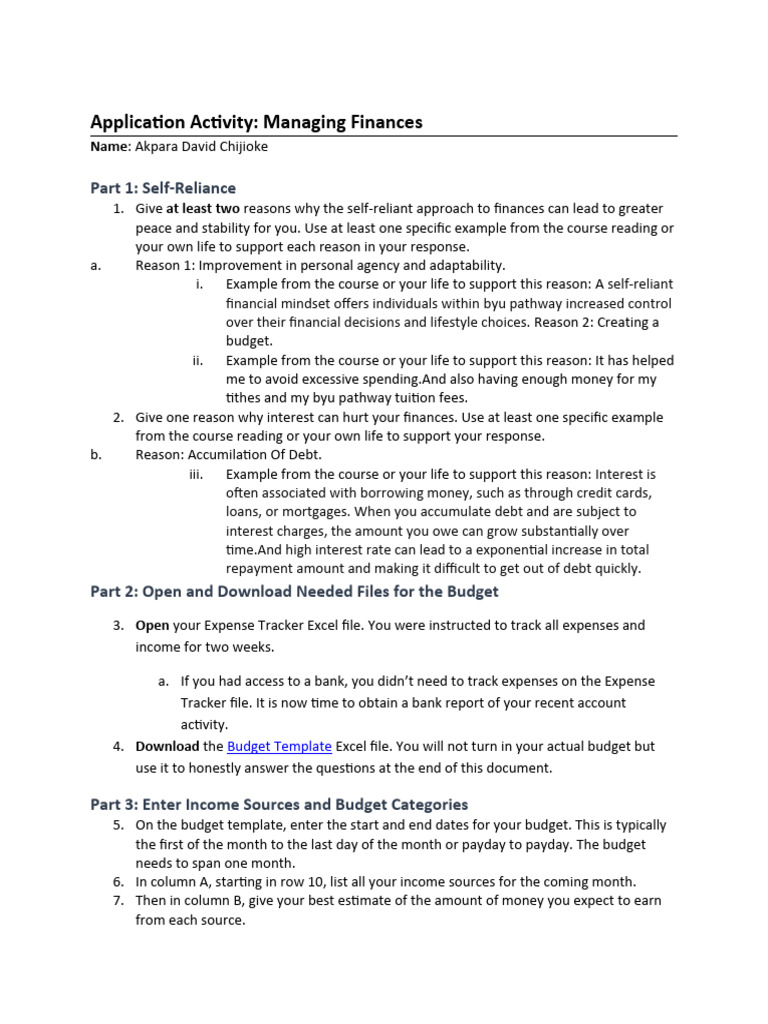 pc101 - w05 - Applicationactivity - Managingfinances Akpara David Chijioke | PDF | Debt | Interest
