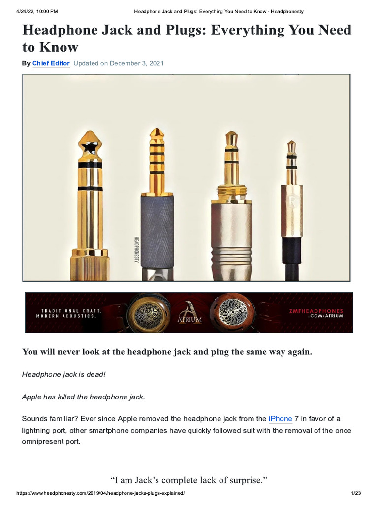 Headphone Jack and Plugs - Everything You Need To Know | PDF