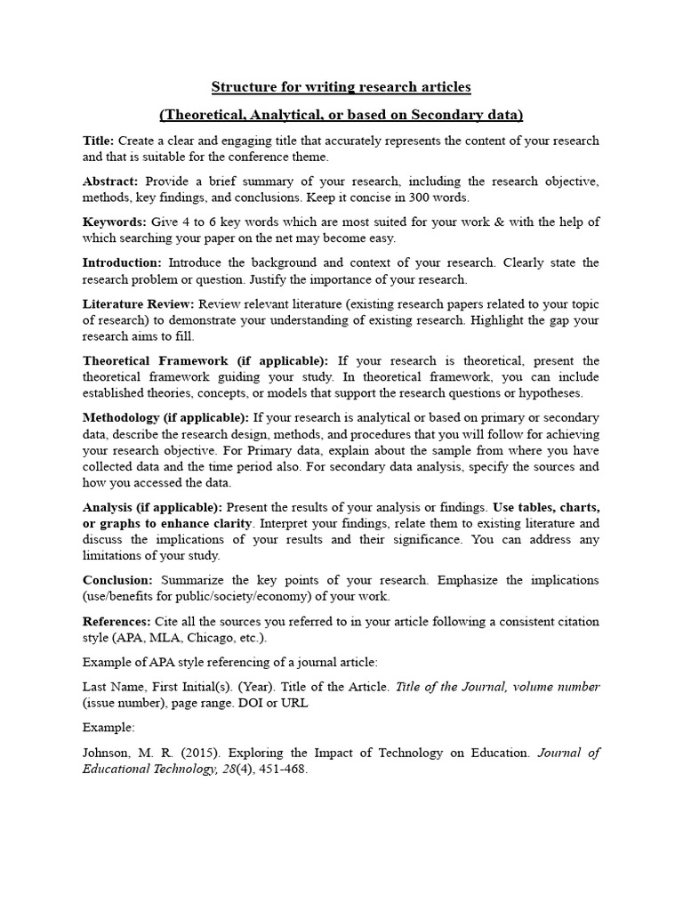 Structure For Writing Research Articles | PDF | Art