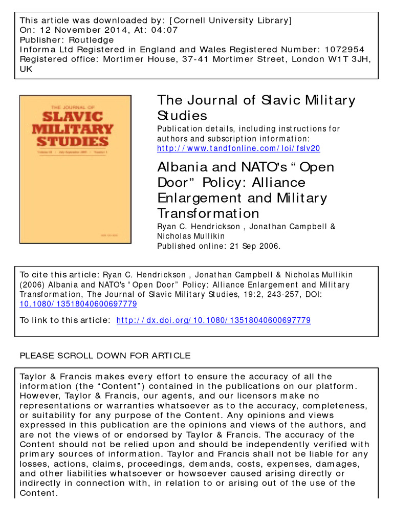 Hendrickson 2006 | PDF | Nato | Albania
