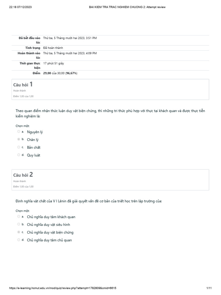 Bai Kiem Tra Trac Nghiem Chuong 2_ Attempt Review | PDF