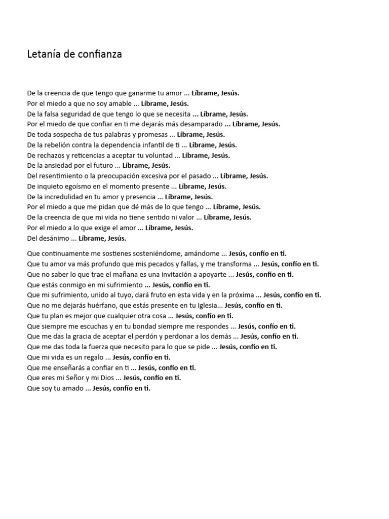 Letanía de Confianza | PDF | Religión y espiritualidad