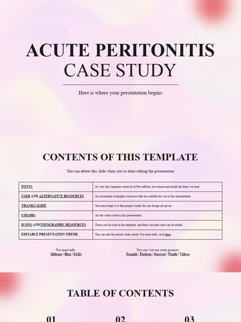 Acute Peritonitis Case Study by Slidesgo | PDF | Medical Diagnosis | Clinical Medicine