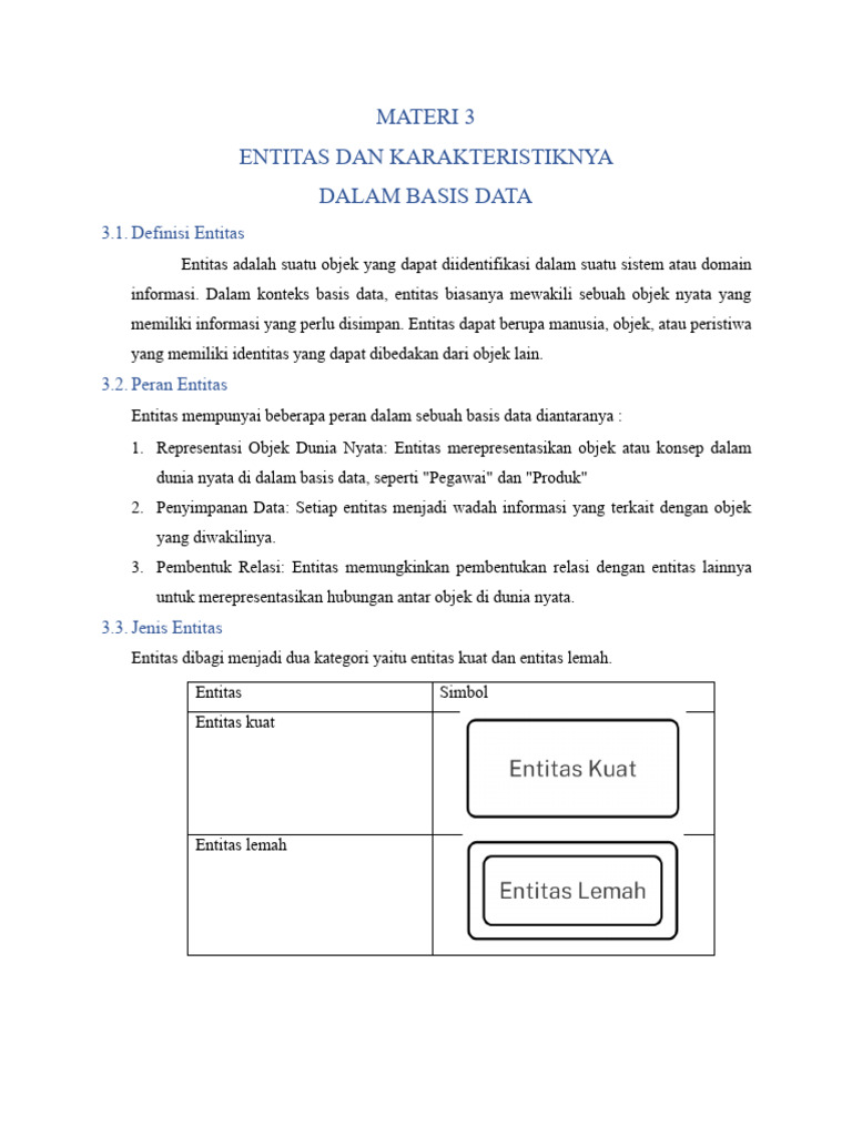 Materi 3 - Entitas | PDF | Karier & Perkembangan