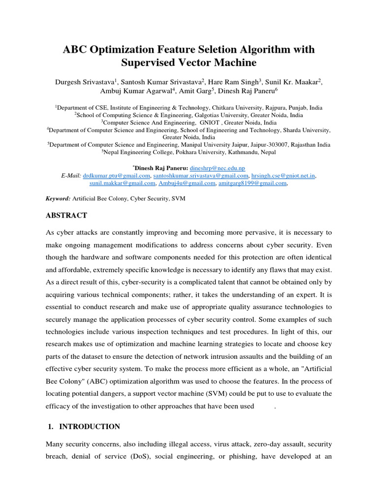 ABC Algorithm for Cybersecurity Optimization | PDF | Computer Security ...