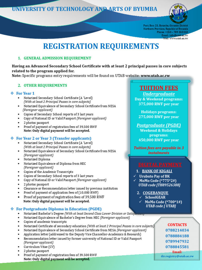UTAB-Registration Requirements and Programs-Updated-Ok-Ok | PDF ...