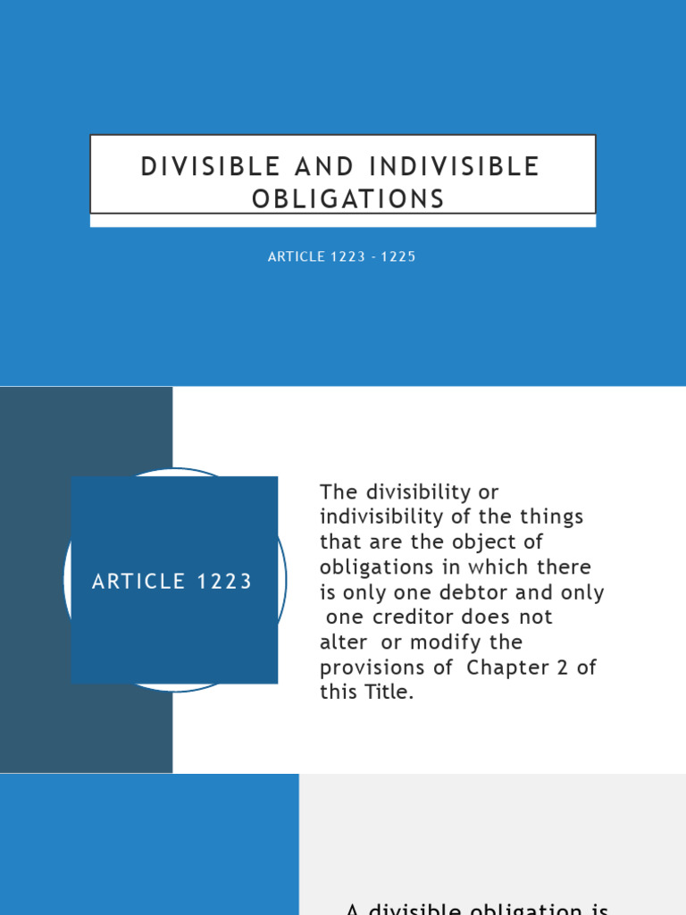 Divisible & Indivisible With Penal Clause Obligations | PDF | Indemnity ...