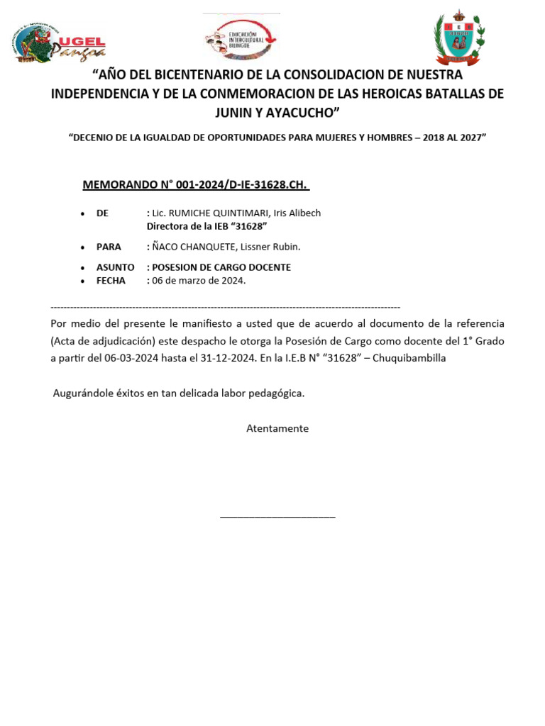 Memorando #001 | PDF