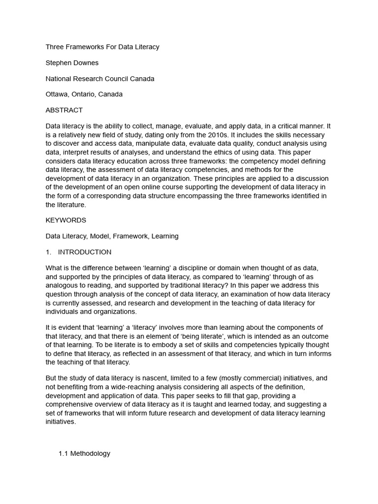 Data Literacy Frameworks Explained | PDF | Literacy | Data