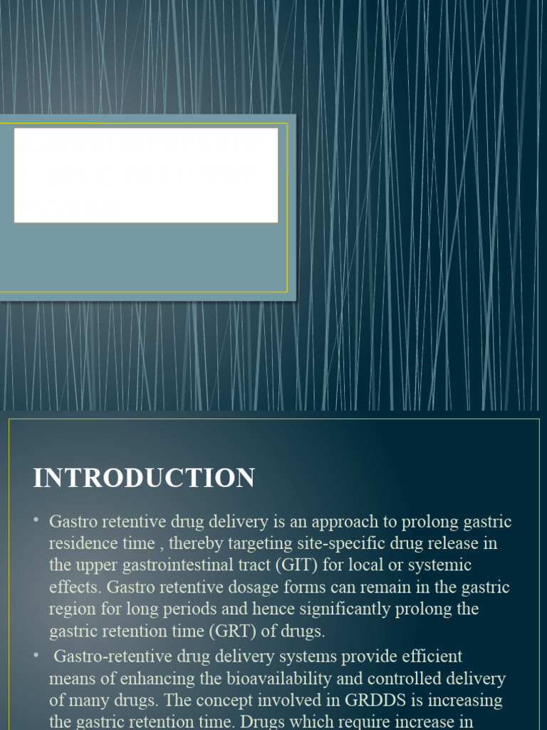 Gastroretentive Drug Delivery System | PDF | Bioavailability | Adhesion