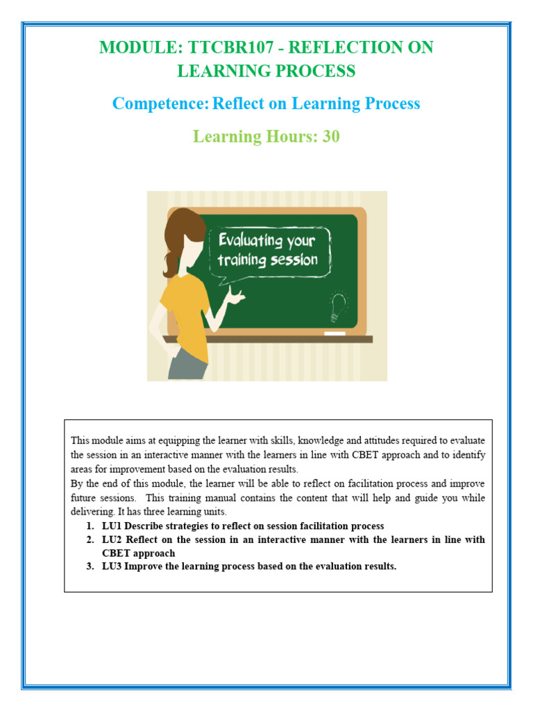 TTCBR107 - Reflection On Learning Process | PDF | Learning | Curriculum