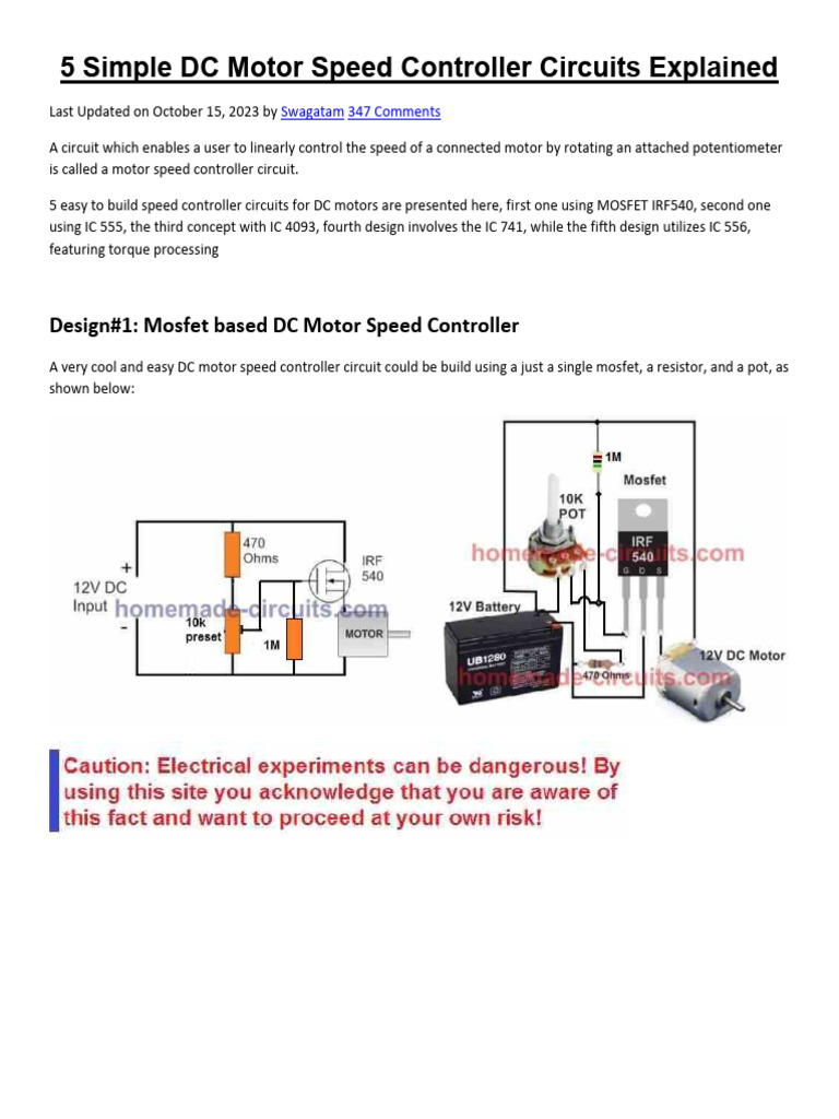 Simple DC Motor Speed Control Circuits | PDF | Operational Amplifier ...