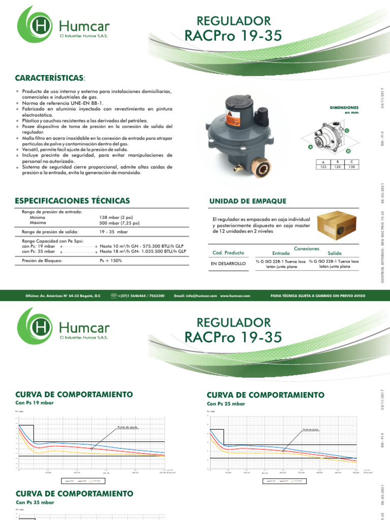 RAC Pro 19 - 35 Mbar - Conexión 34G | PDF | Materiales