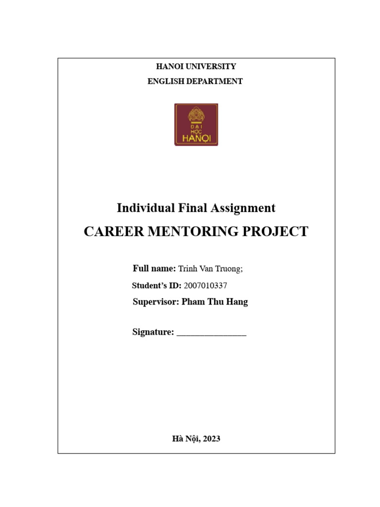 Final assignment_Career Mentoring Project | PDF | Learning | Teachers