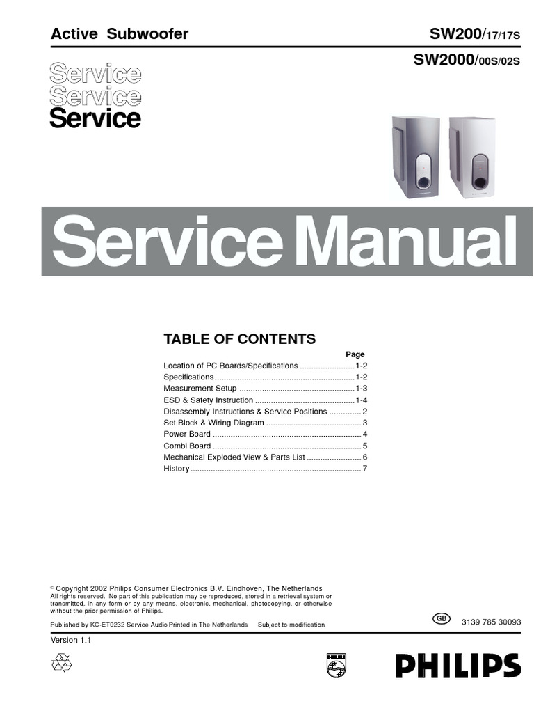 Philips Active Subwoofer - SW-200 | PDF | Electrical Engineering ...