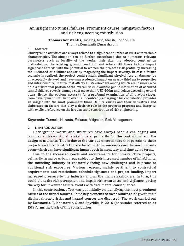 Konstantis 2017 | PDF | Risk | Tunnel