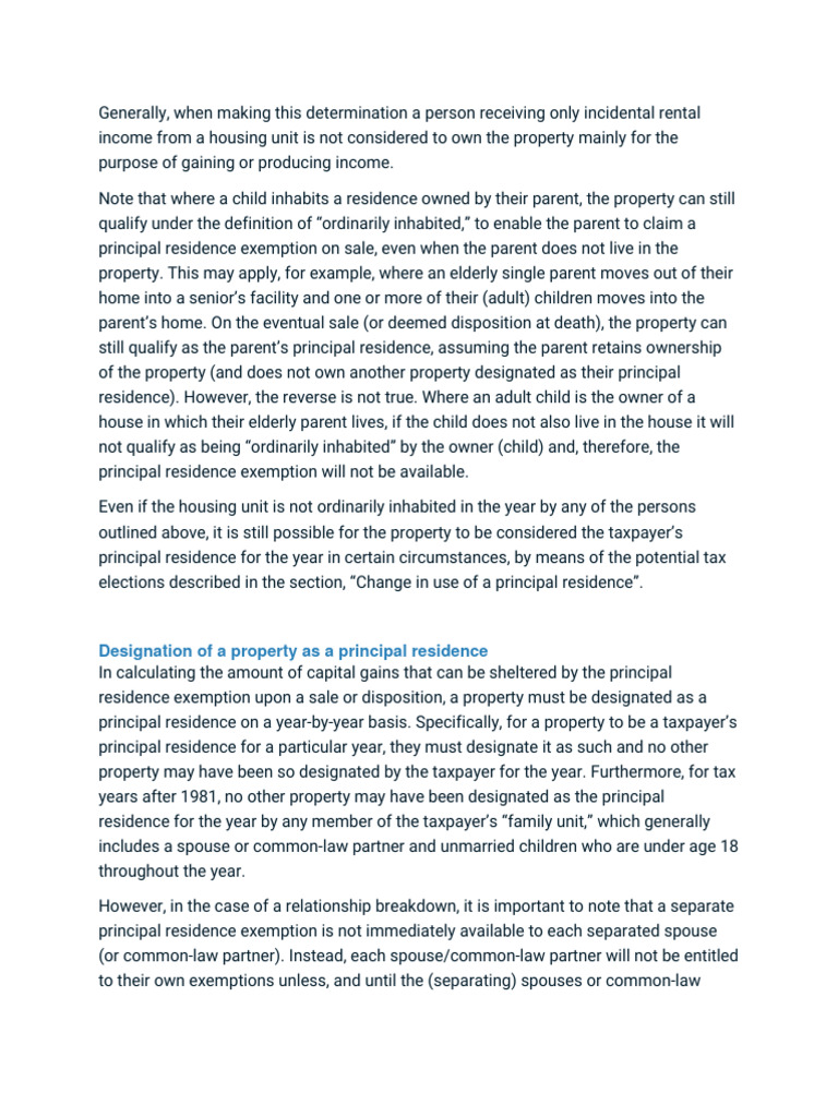 What Is A Principal Residence 2 | PDF | Tax Exemption | Taxpayer