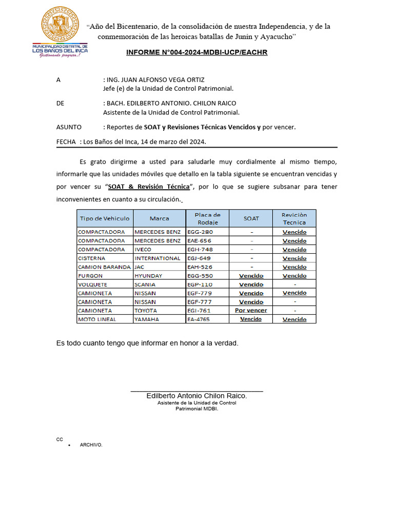 Reporte de SOAT y Revisiones Técnicas | PDF