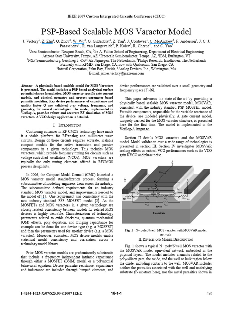 PSP Based Scalable MOS Varactor Model | PDF | Mosfet | Field Effect ...