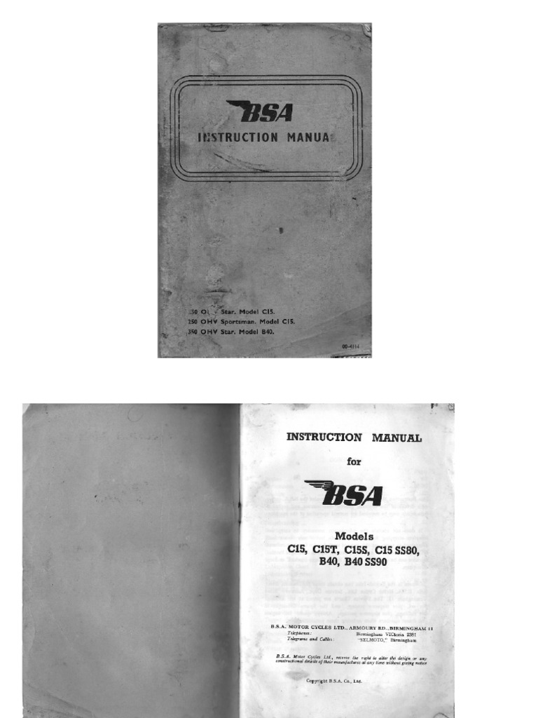 BSA 1960s-C15-B40-Manual | PDF