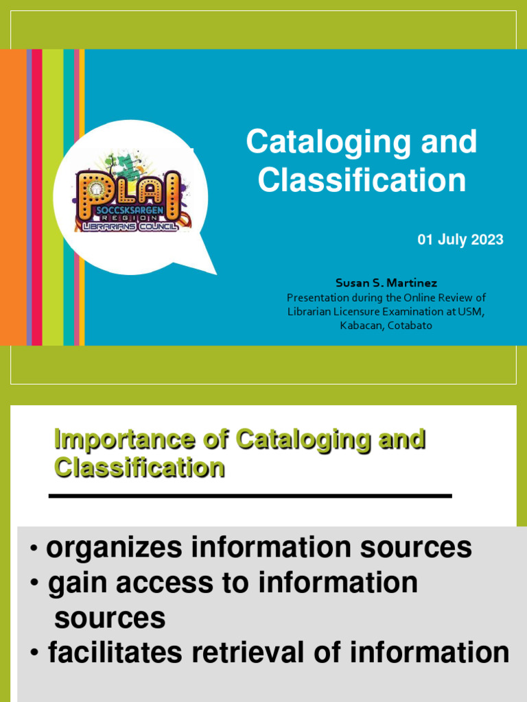 Lecture 1-Cataloging and Classification | PDF | Bibliography | Libraries