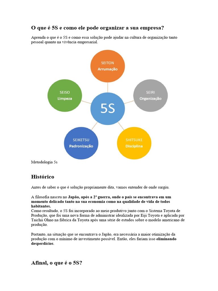 O Que É 5S e Como Ele Pode Organizar A Sua Empresa | PDF