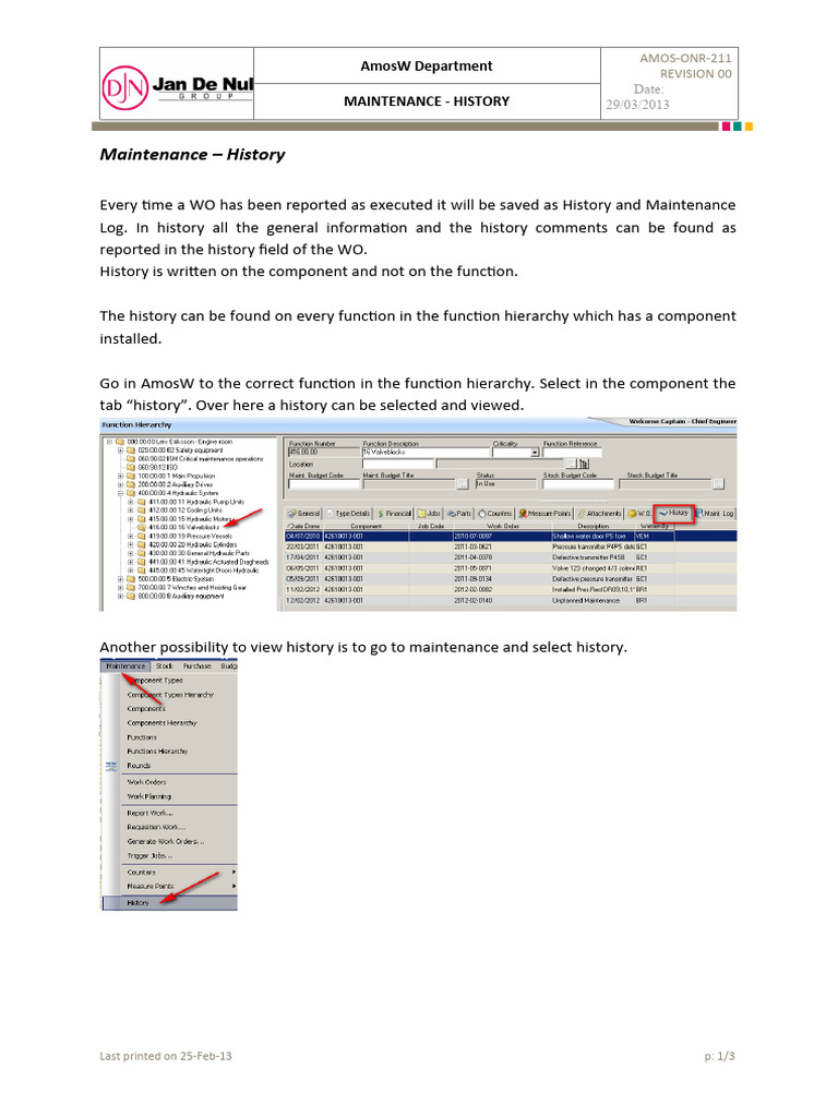 AMOS ONR 211 Maintenance History | PDF | Software | Computing