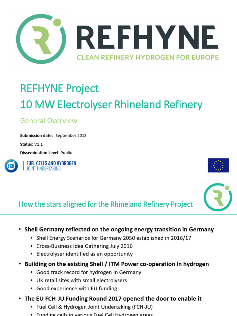 REFHYNE: 10 MW Electrolyser Project | PDF | Sustainable Technologies ...