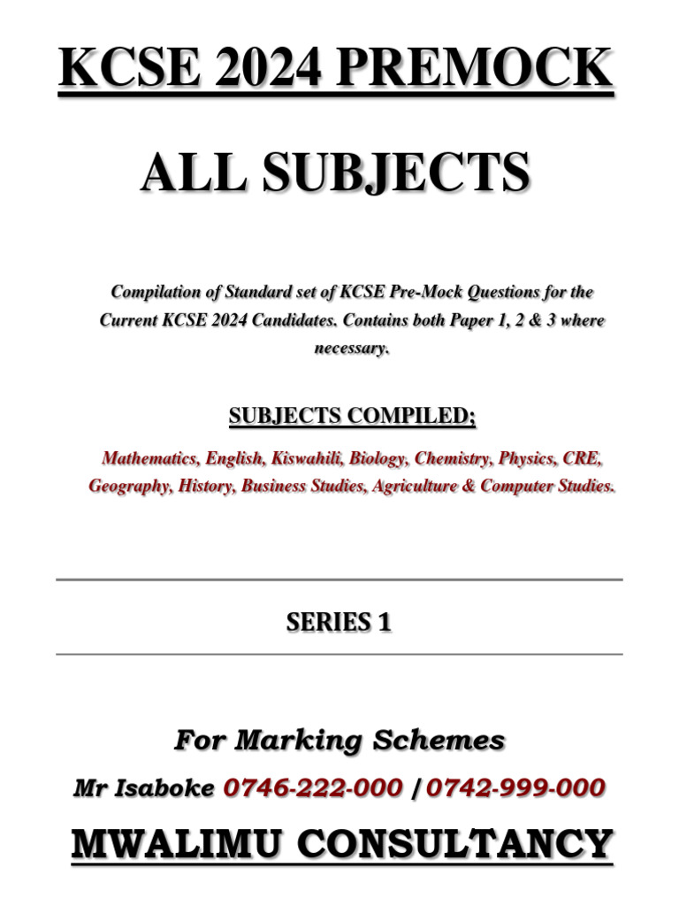 Kcse 2024 Premock S1 | PDF | Electrode | Chemistry