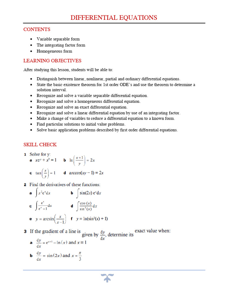 Differential Equations For AP | PDF | Differential Equations | Ordinary ...