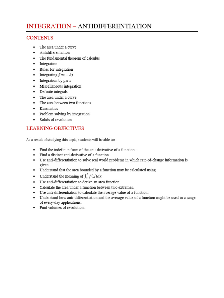Antidifferentiation and Integration Techniques | PDF