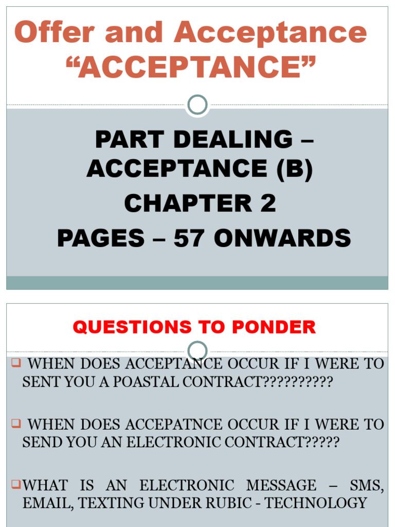 Contract Acceptance Rules & Theories | PDF | Offer And Acceptance ...