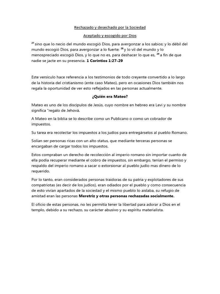 Mateo: De Recaudador a Discípulo | PDF | Evangelio de Mateo | Jesús